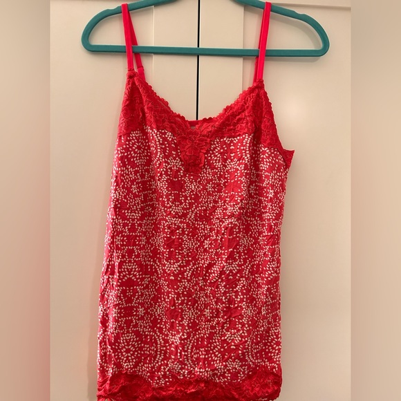 Lane Bryant | Tops | Lane Bryant Polka Dot Tank Top Lace Trim Looks Red ...